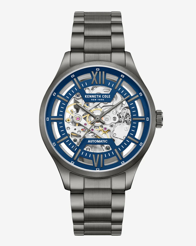 Kenneth Cole Automatic Watch-Blue Dial-Stainless Steel Bracelet-Laser ...